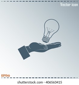 Lightbulb Hand Icon Vector Stock Vector (Royalty Free) 406563415 ...