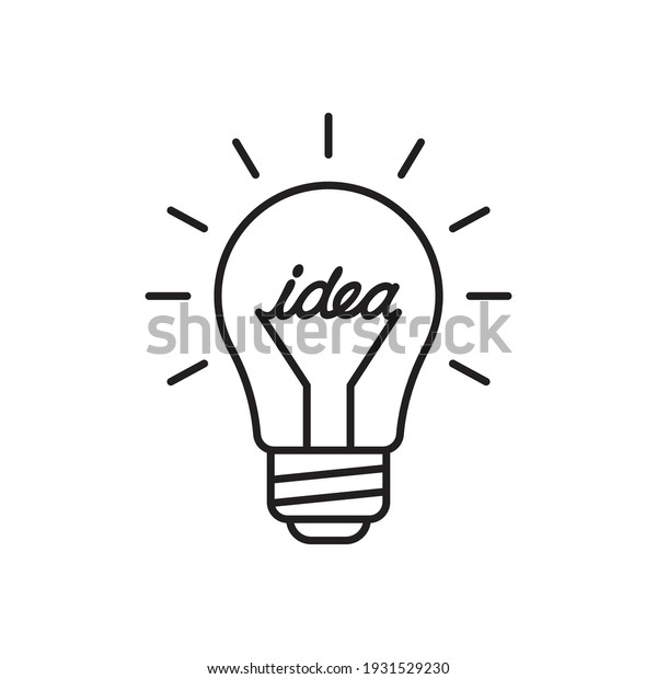 Lightbulb Idea Word Icon Creative Thinking Stock Vector (Royalty Free ...