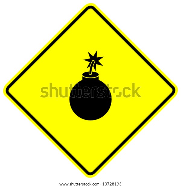 Lighted Bomb Yellow Warning Sign Stock Vector (Royalty Free) 13728193 ...