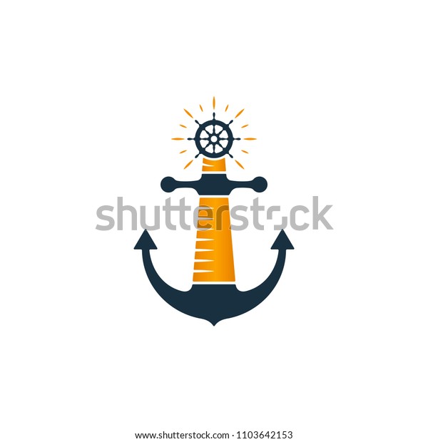 Lighthouse Anchor Ship Wheel Icon On Stock Vector (Royalty Free ...