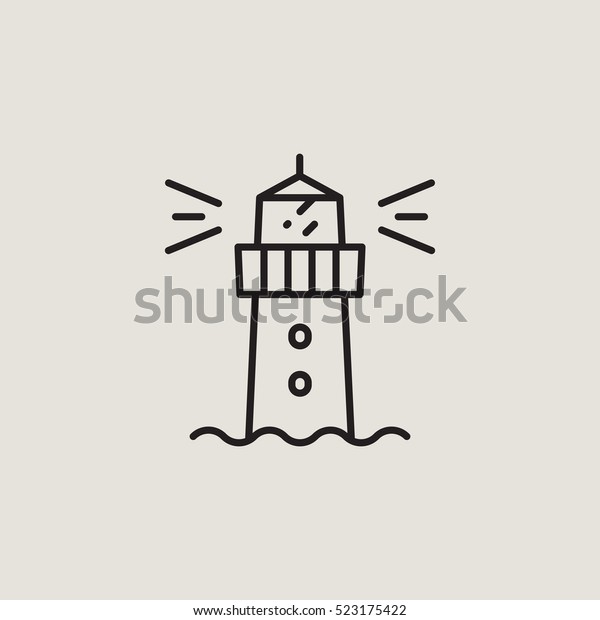 Lighthouse Beacon Sea Outline Vector Icon Stock Vector (Royalty Free ...