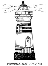 Lighthouse Classic Window Door Cylindrical Retro Stock Vector (Royalty ...