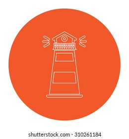 Lighthouse Flat Outline White Pictogram Orange Stock Vector (Royalty ...