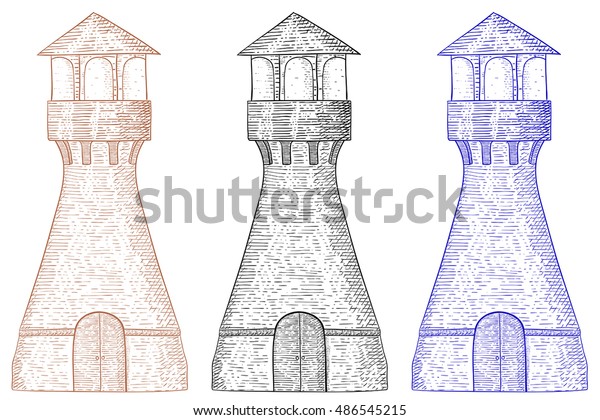 Lighthouse Hand Drawn Sketch Vector Illustration: เวกเตอร์สต็อก (ปลอด ...