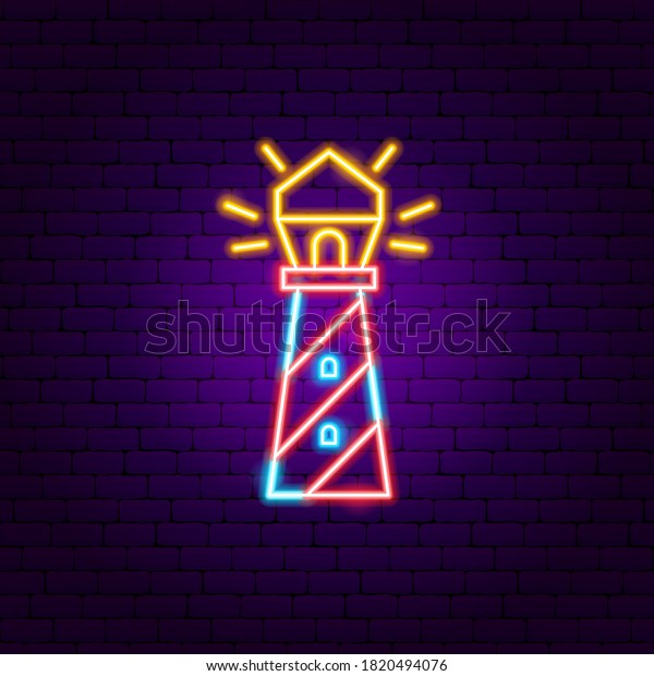 Lighthouse Neon Sign Vector Illustration Building Stock Vector (Royalty ...