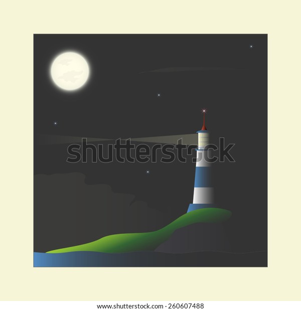 Lighthouse Night Vector Illustration Eps10 Opacity Stock Vector ...