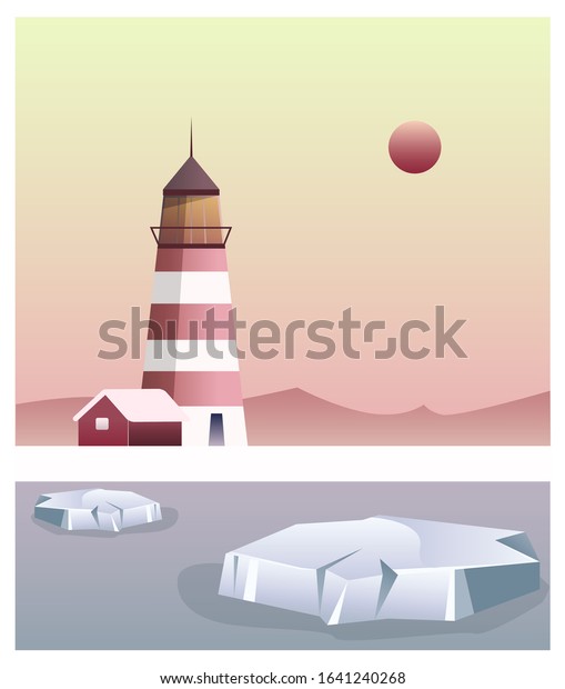 Lighthouse Scandinavian Landscape Minimalistic Vector Illustration ...