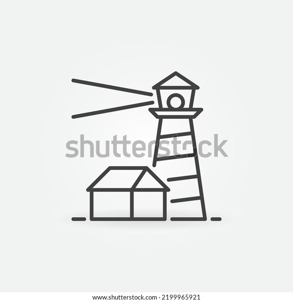 Lighthouse Small House Vector Outline Concept Stock Vector (Royalty ...