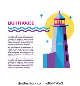 Lighthouse Vector Illustration Place Text Isolated Stock Vector ...