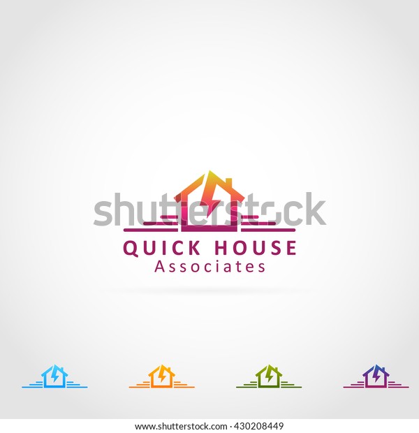 Lighting Bolt House Logo Icon Stock Vector (Royalty Free) 430208449