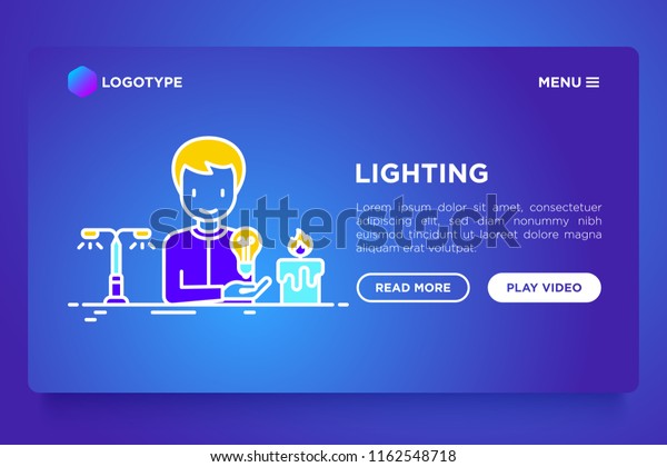 Lighting Concept Man Starting Use Light Stock Vector (Royalty Free ...