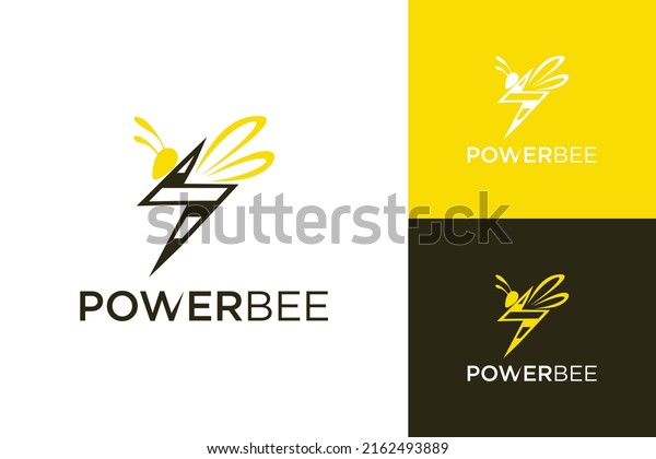 Lightning Bee Logo Inspiration Thunder Bee: เวกเตอร์สต็อก (ปลอดค่า ...