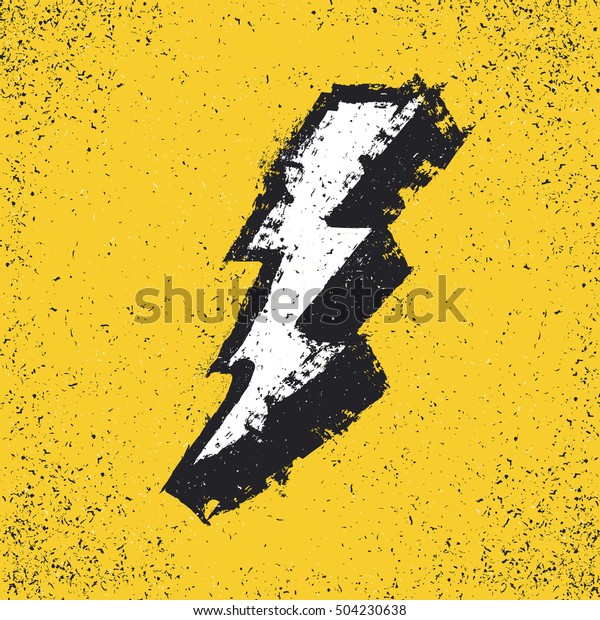 Lightning Bolt Grunge Icon Thunderbolt Vector Stock Vector (Royalty ...