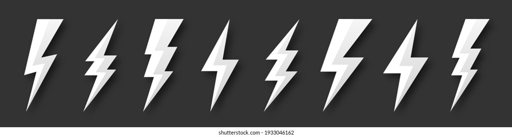Lightning Bolt Icons Collection Flash Symbol Stock Vector (Royalty Free ...