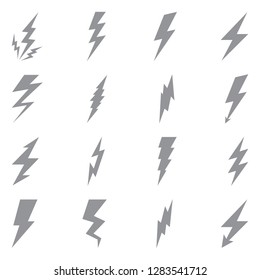 Lightning Bolt Icons Gray Flat Design Stock Vector (Royalty Free ...