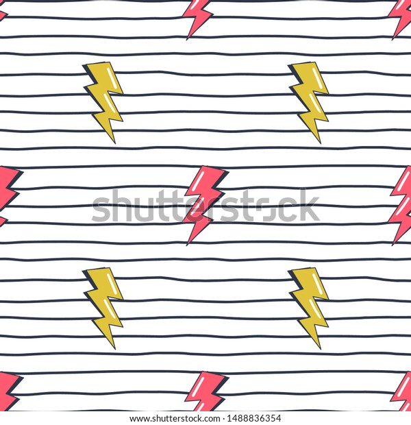 Lightning Bolts Stripes Seamless Pattern Children Stock Vector (Royalty ...