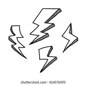 Lightning Doodle Set Hand Drawn Vector Stock Vector (Royalty Free ...