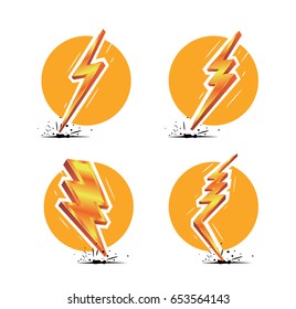 Lightning Gold Icon Set Symbol Stock Vector (Royalty Free) 653564143 ...