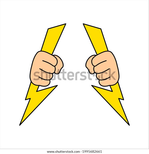 Lightning Holding Hand Vector Illustration Flat Stock Vector (Royalty ...