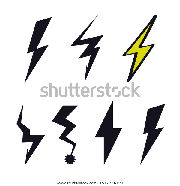 Lightning Icon Logo Flash Sign Doodle Stock Vector (Royalty Free ...