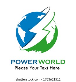 Vektor Stok Lightning Power World Logo Template Illustration (Tanpa ...
