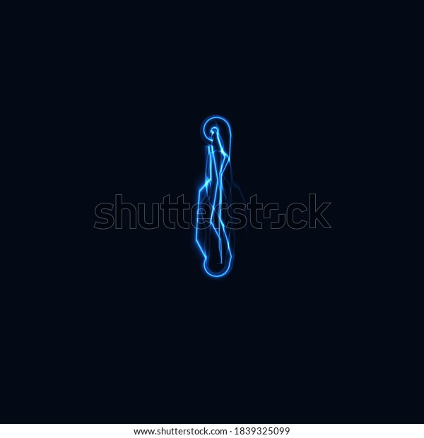 Lightning Realistic letter I, bright gloving logo, electric energy glow ...