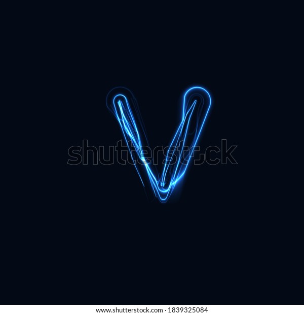 Lightning Realistic Letter V Bright Gloving Stock Vector (Royalty Free ...