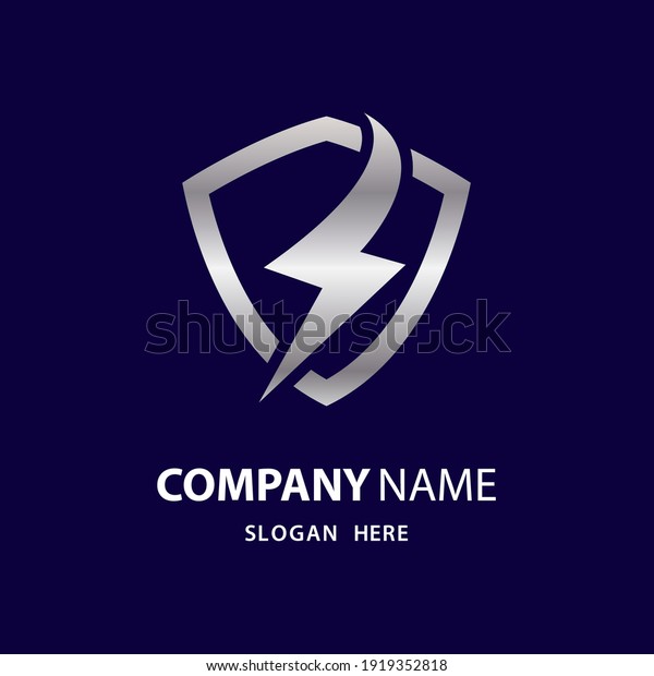 Lightning Shield Logo Images Illustration Design Stock Vector (Royalty ...