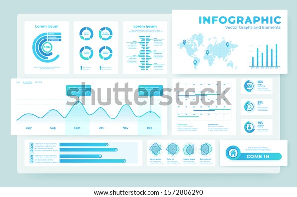 Lightweight Airy Modern Design Dashboard Infographic Stock Vector ...