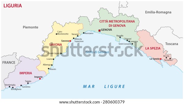 mapa administrativo de liguria