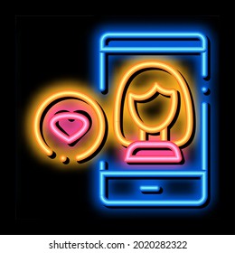 Like Female Avatar Neon Light Sign Stock Vector (Royalty Free ...