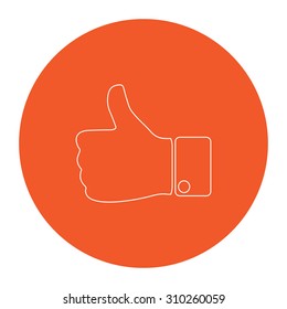 Like Hand Flat Outline White Pictogram Stock Vector (Royalty Free ...