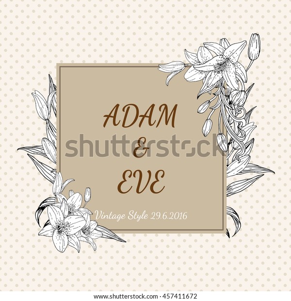 Lily Flower Card Vector By Hand Stock Vector (Royalty Free) 457411672 ...
