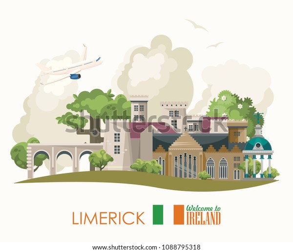Limerick City Ireland Vector Illustration Landmarks Stock Vector ...