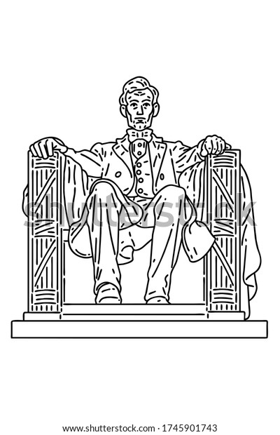 Lincoln Statue Lincoln Memorial Vector Line Stock Vector (Royalty Free ...