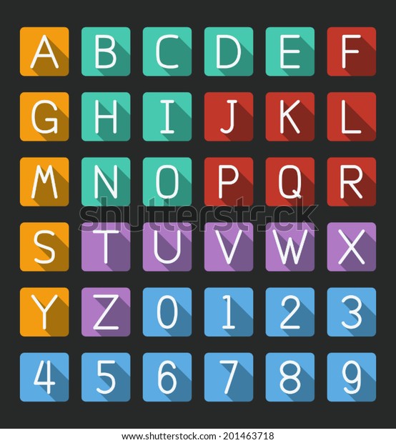 Line Alphabet Number Flat Icon Style Stok Vektör (Telifsiz) 201463718 ...