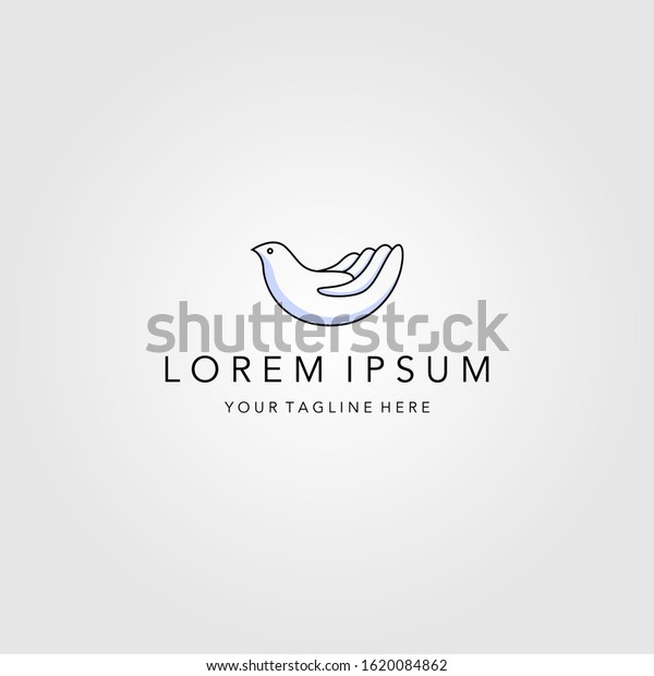 Line Art Bird On Hand Logo Stock Vector (Royalty Free) 1620084862 ...