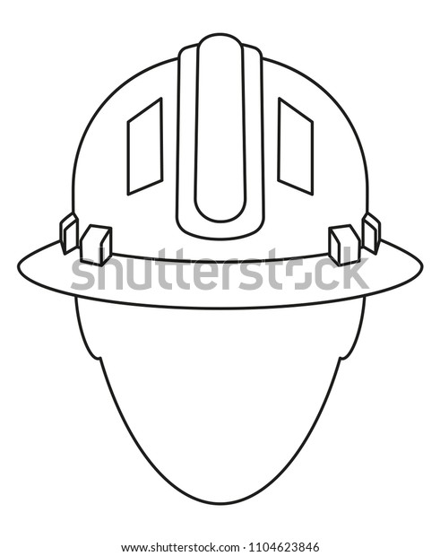 Line Art Black White Construction Worker Stock Vector (Royalty Free ...