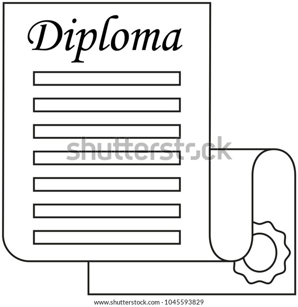 Line Art Black White Open Diploma Stock Vector (Royalty Free ...