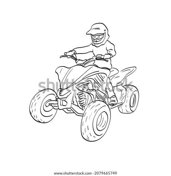 Line Art Boy Riding Atv Quad Stock Vector (Royalty Free) 2079665749 ...