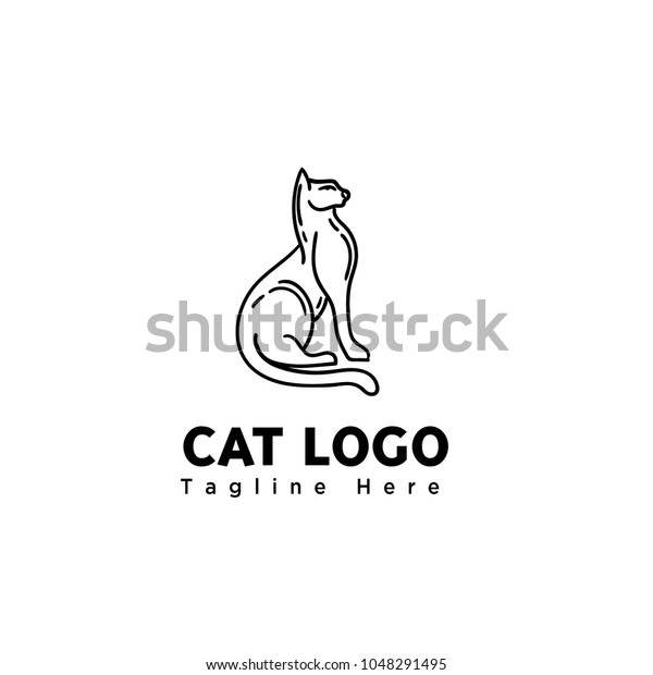 Line Art Cat Stand Logo Stock Vector (Royalty Free) 1048291495
