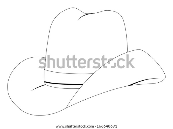 Line Art Cowboy Hat On White Stock Vector (Royalty Free) 166648691 ...
