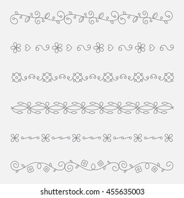 Line Art Decor Elements Cute Floral Stock Vector (Royalty Free ...