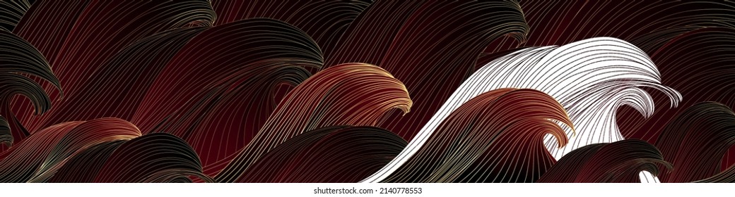 Line Art Design Waves Mountain Modern Stock Vector (Royalty Free ...