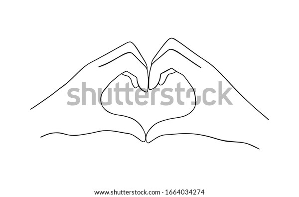 Line Art Drawing Hands Showing Love Stock Vector (Royalty Free ...