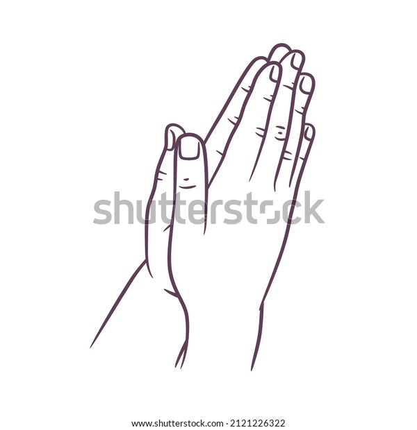 Line Art Drawing Praying Hand Outline: เวกเตอร์สต็อก (ปลอดค่าลิขสิทธิ์ ...