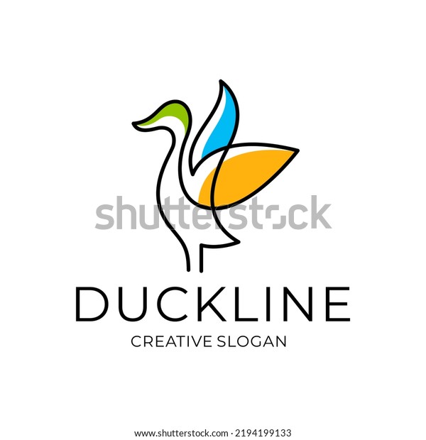 Line Art Duck Colorful Creative Logo Stock Vector (Royalty Free ...