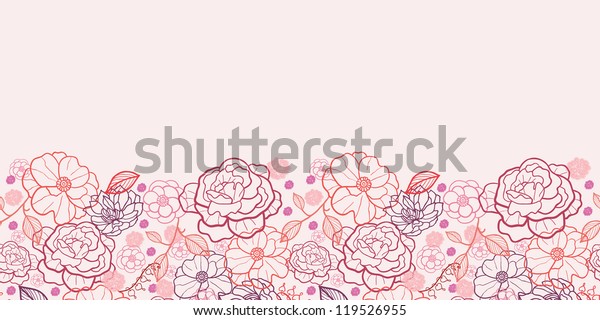 Line Art Flowers Horizontal Seamless Pattern Stock Vector (Royalty Free ...