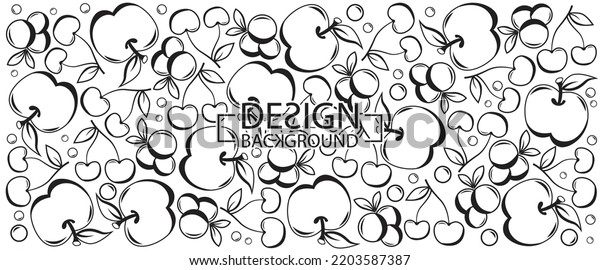 Line Art Fruits Background Layout Banners Stock Vector (Royalty Free ...