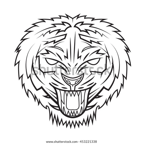 Line Art Head Tiger Stock Vector (Royalty Free) 453221338